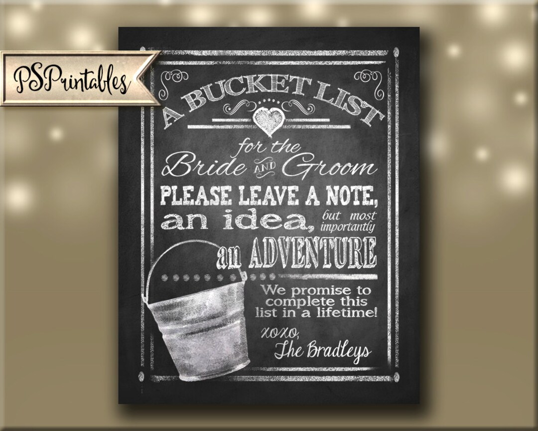 Personalized BUCKET LIST Printable Wedding Sign Rustic - Etsy