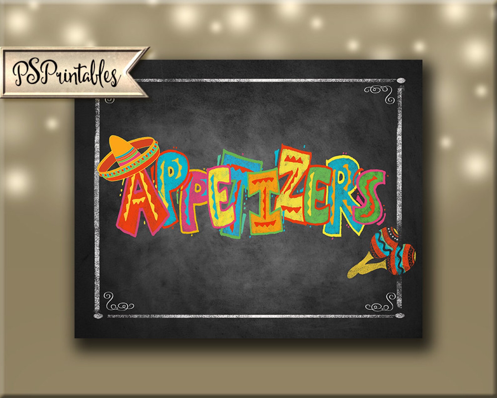 Printable Fiesta Sign Appetizers Sign DIY Fiesta Decor - Etsy