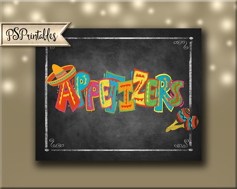 Printable Fiesta Sign Appetizers Sign DIY Fiesta Decor - Etsy