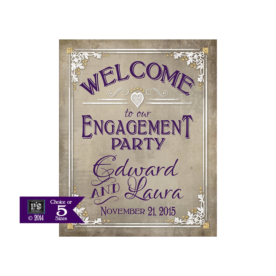 Printable Engagement Sign Poster Personalized Welcome to Our - Etsy