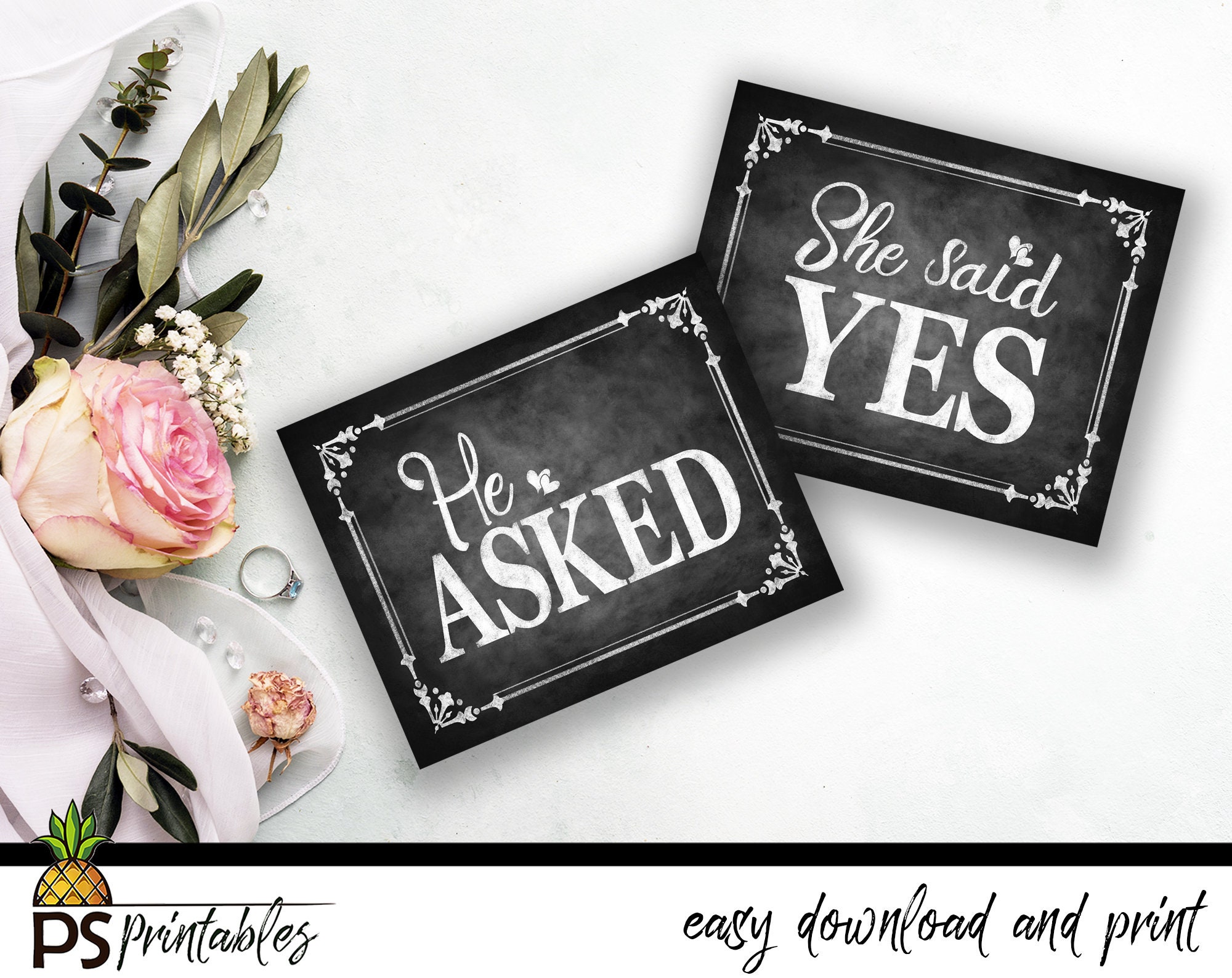 He Asked She Said Yes PRINTABLE Engagement Signs | Etsy He Asked She Said Yes PRINTABLE Engagement Signs | Etsy