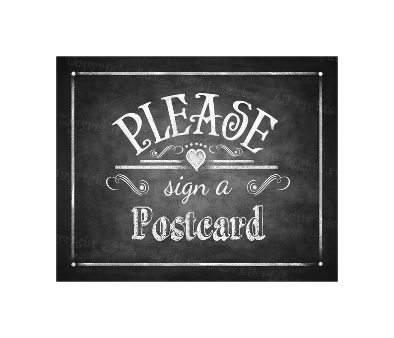 Please Sign a Postcard Printable Wedding Chalkboard Sign - Etsy