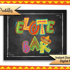Elote Bar Sign Mexican Corn Sign Printable Fiesta Party - Etsy Canada