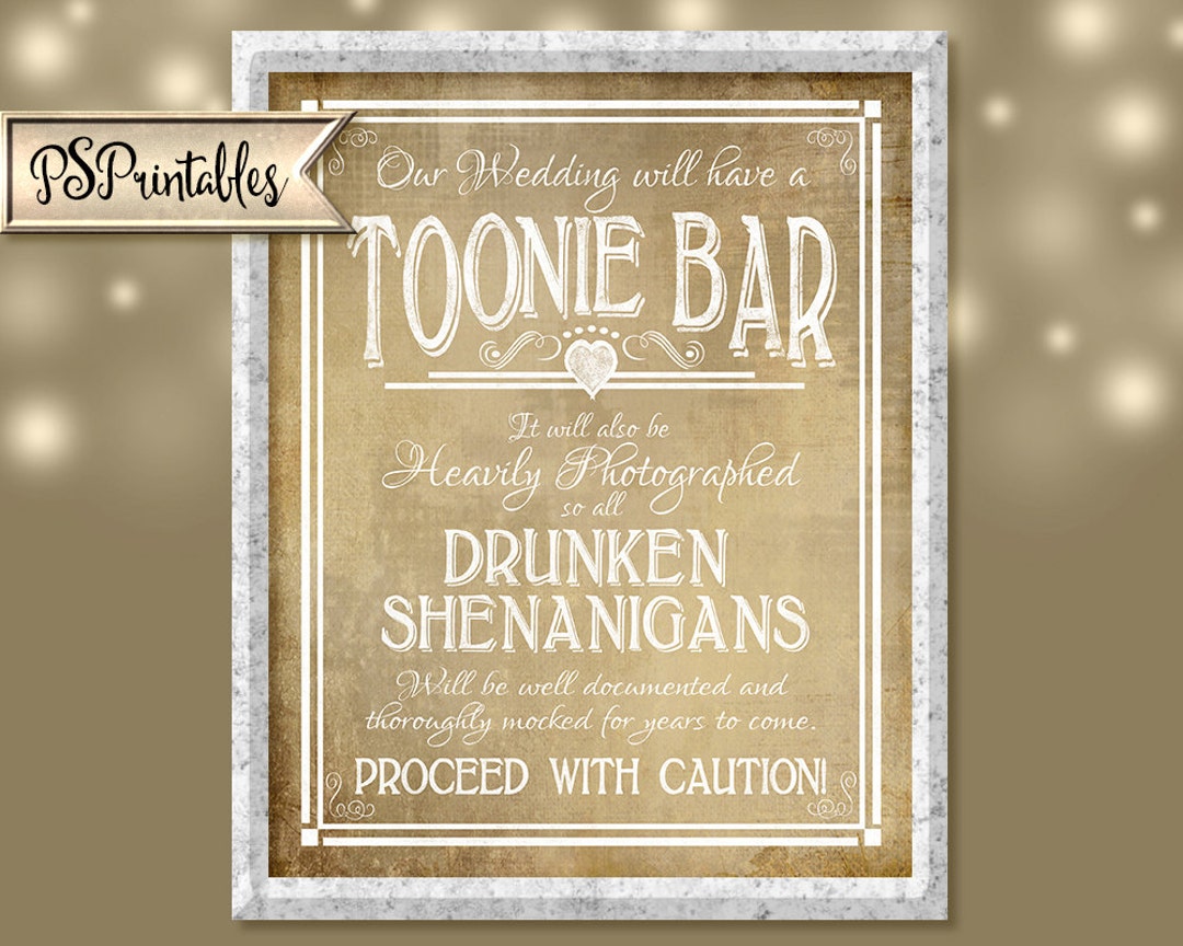 Toonie Bar Printable Wedding Sign DIY Digital Instant Download 3 Sizes ...
