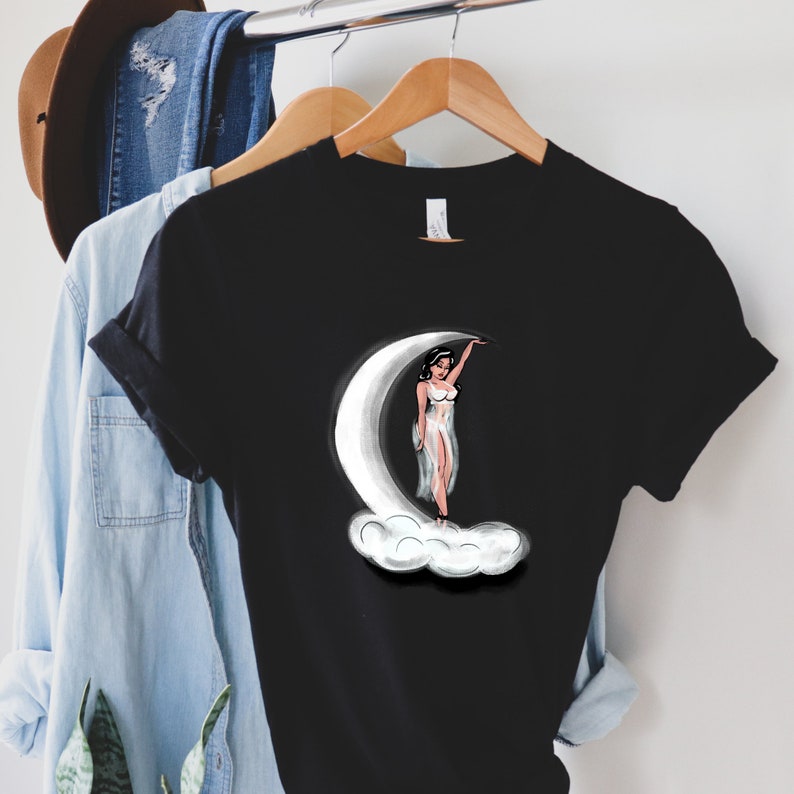 Pinup Shirt Moon Pin Up Retro Inspired Shirt Rockabilly - Etsy