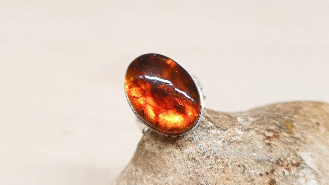 Adjustable Copal Ring. Reiki Jewelry Uk. 18x13mm. 925 Sterling - Etsy