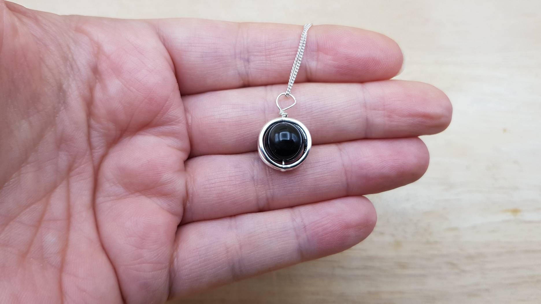 Minimalist Rainbow Obsidian Circle Pendant Necklace. 925 - Etsy UK