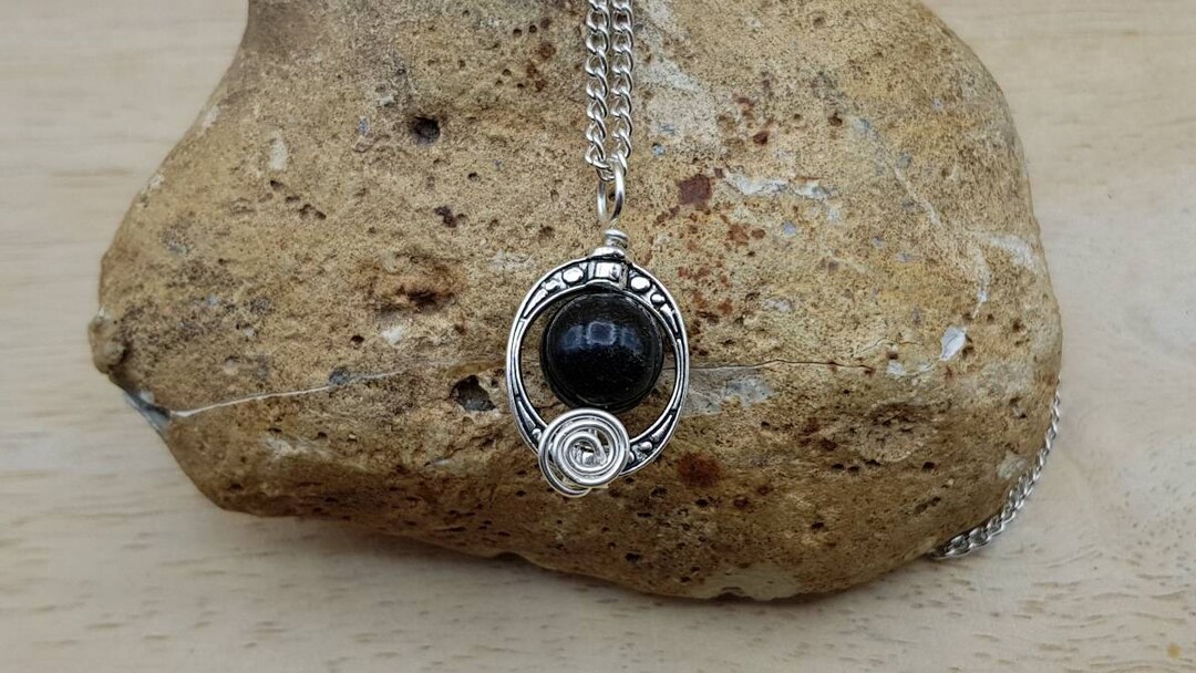 Astrophyllite Pendant. Small Rare Crystal. Reiki Jewelry Uk. Oval Frame ...