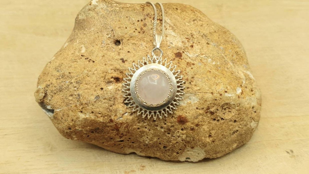 Rose Quartz Sun Pendant. Pink Crystal Reiki Jewelry Uk. January ...