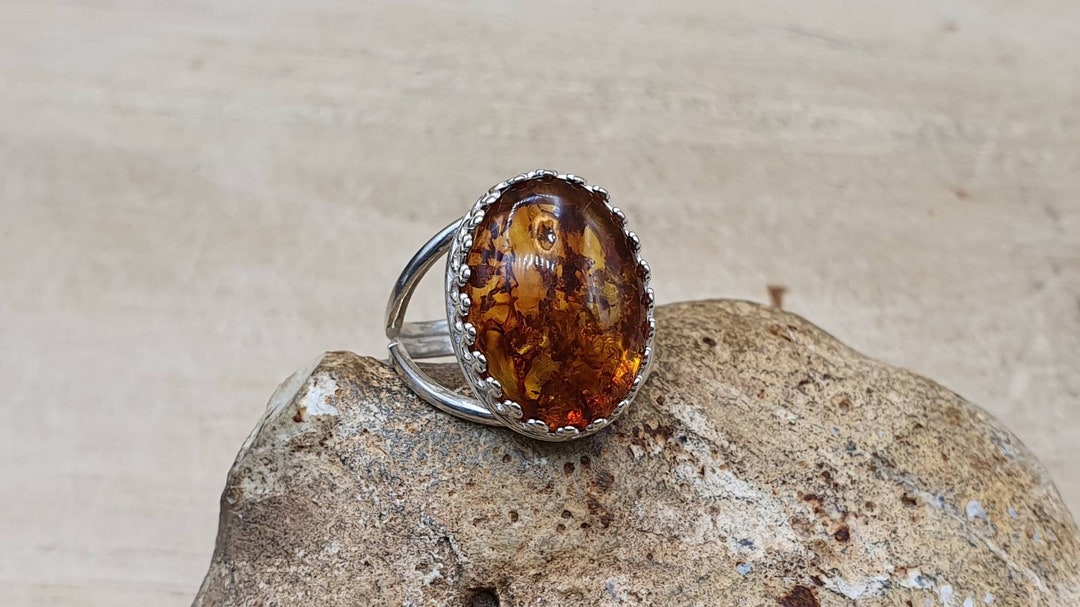 Copal Ring. 925 Sterling Silver Rings for Women. Reiki Jewelry ...