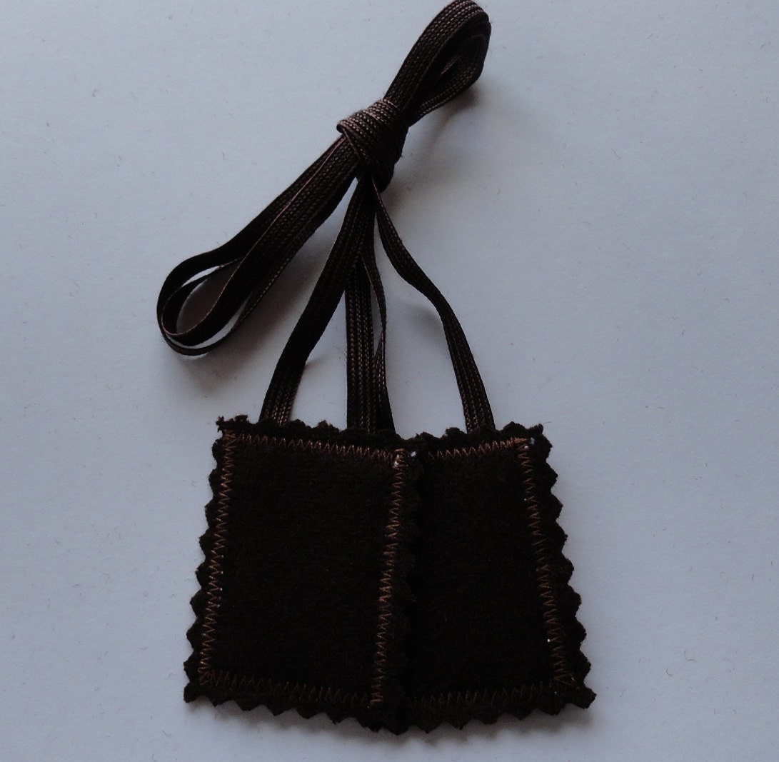 Traditional Catholic our Lady of MT. Carmel 100% Brown Wool Scapular ...