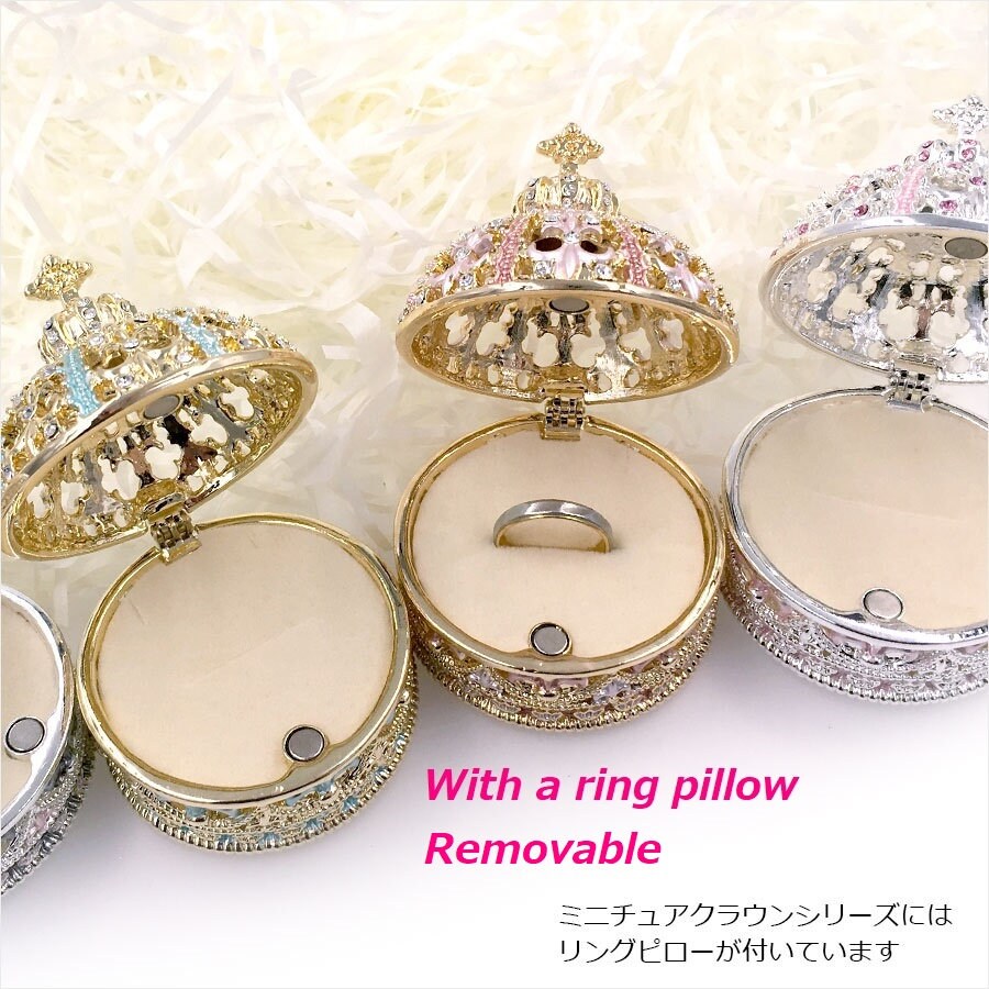 From Japan,beautiful Blue&pink Gold Miniature Crown Jewelry Box,jewelry ...
