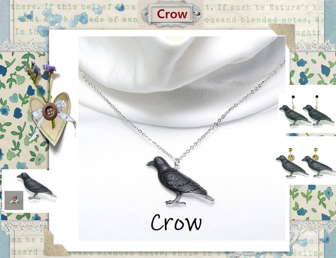 Unique Crow Pendant,crow Necklace,crow Earrings,crow Pin,bird Jewelry ...