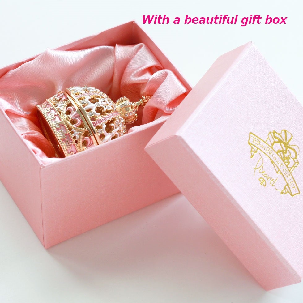 From Japan,beautiful Blue&pink Gold Miniature Crown Jewelry Box,jewelry ...