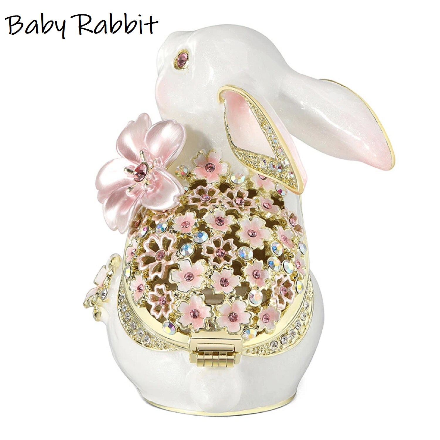Easter Gift/cherry Blossoms Rabbit Jewelry Box/crystal Rabbit Jewelry ...