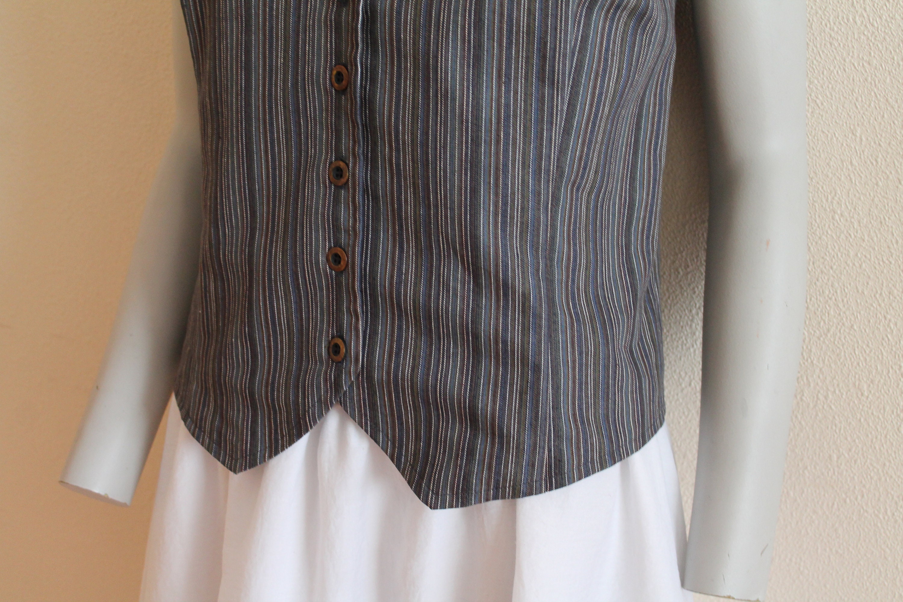 Women's Vest Dark Blue Striped Vest Womens Steampunk | Etsy