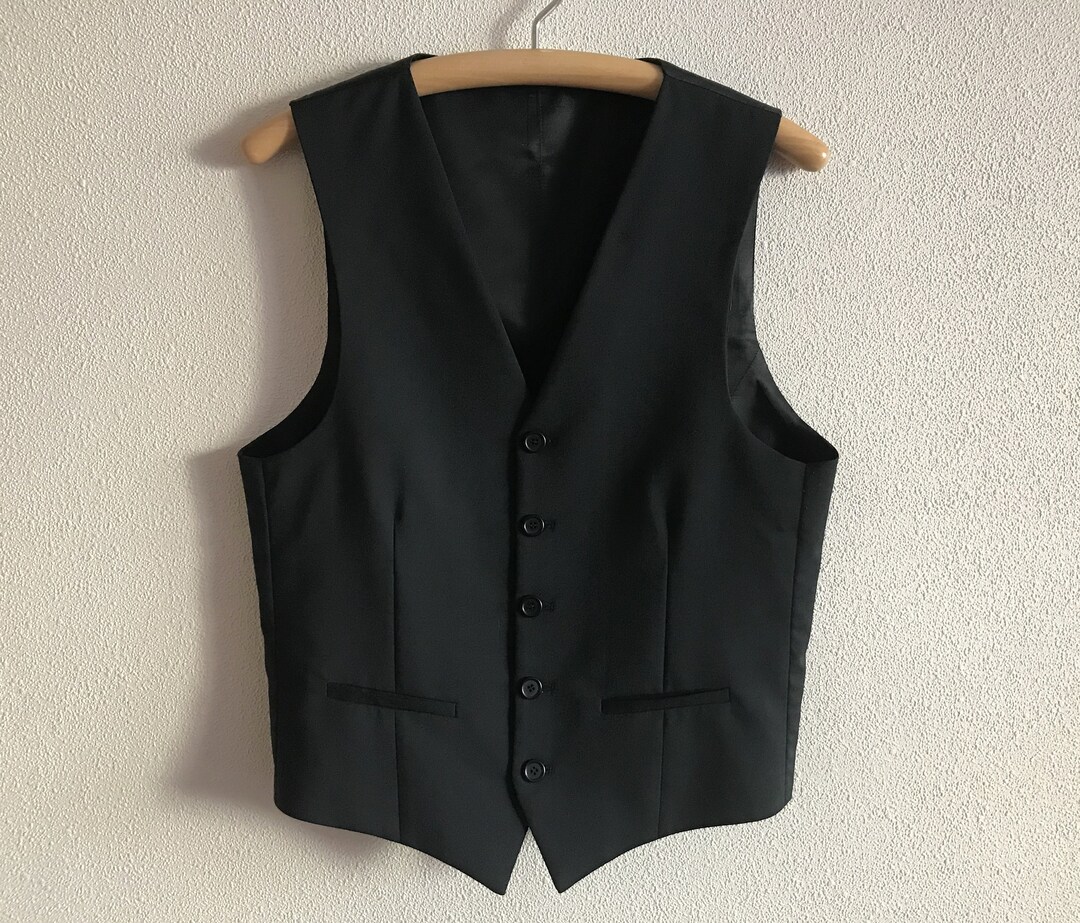 Black Vest Mens Vest Black Mens Vest Wool Blend Mens Waistcoat Formal ...