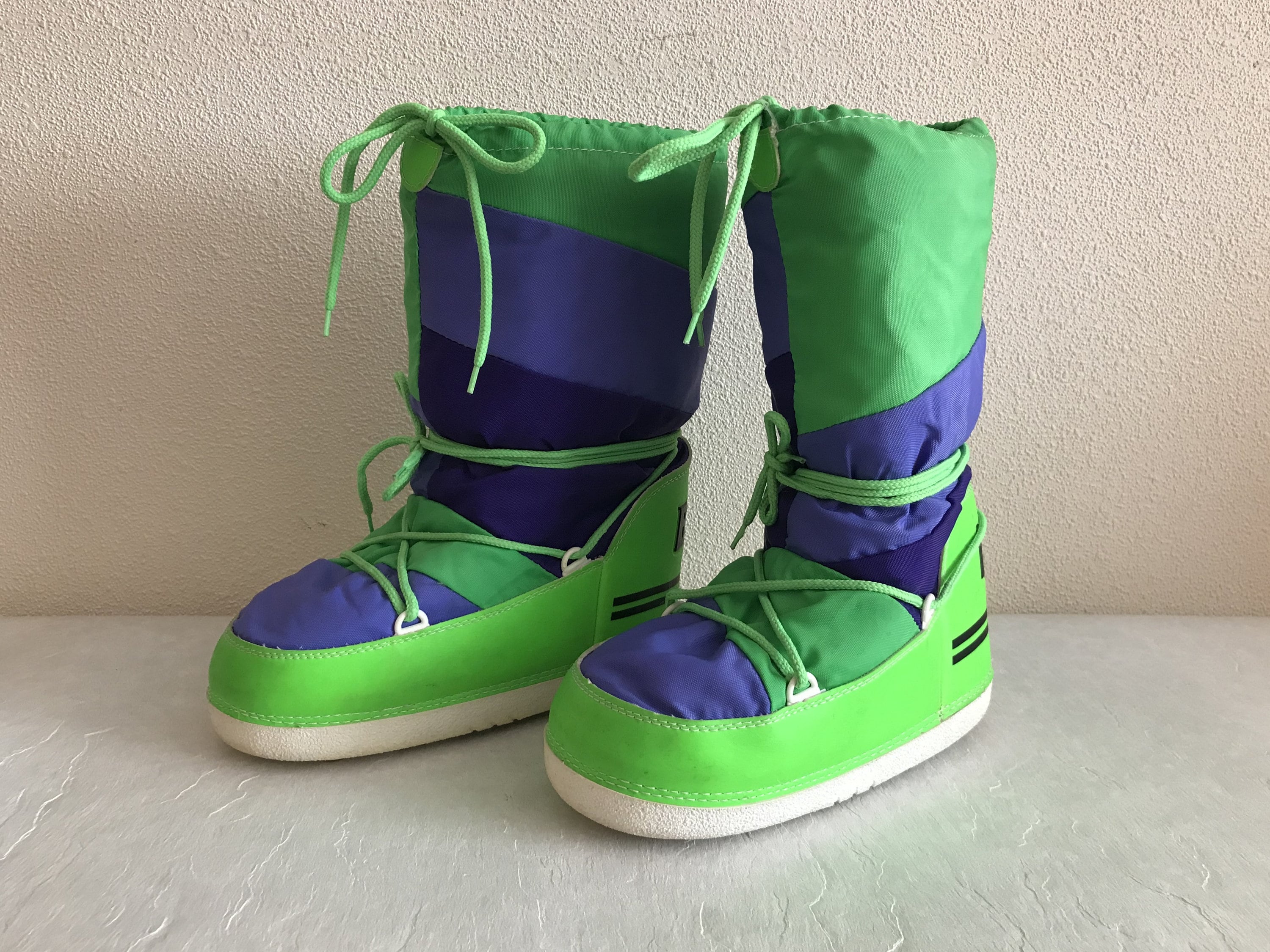 Vintage Moon Boots Winter Boots Retro Snow Boots Colorblock Puffy Boots ...