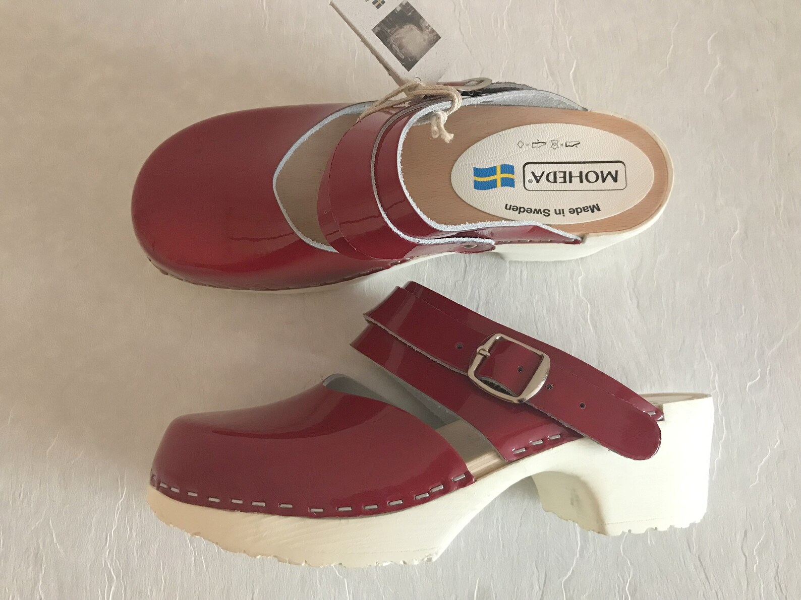 Swedish Clogs Red Wooden Clogs Scandinavian Red Patent Leather - Etsy