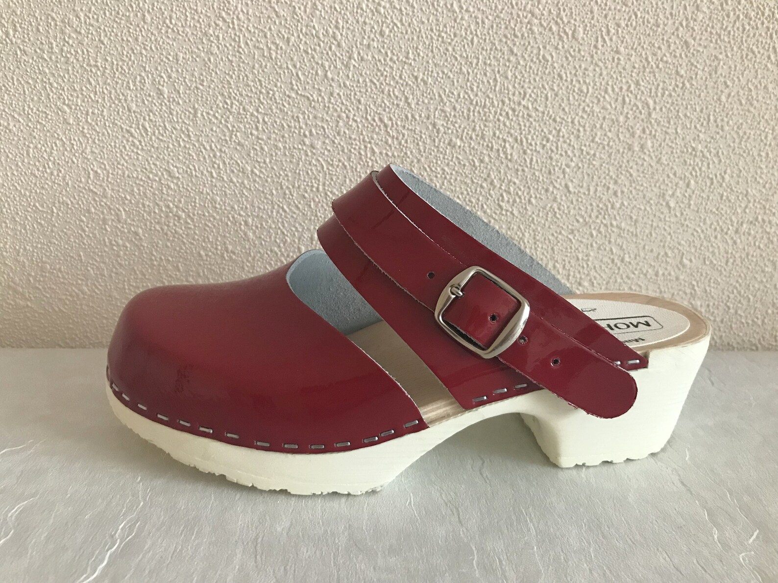 Swedish Clogs Red Wooden Clogs Scandinavian Red Patent Leather - Etsy