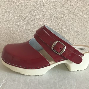 Swedish Clogs Red Wooden Clogs Scandinavian Red Patent Leather Shoes ...