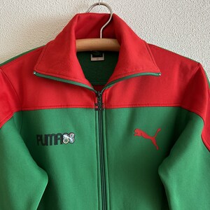 80s Vintage Puma Jacket Retro Puma Track Jacket Green Red Athletic ...
