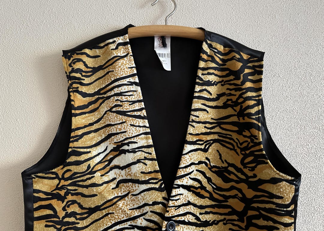 Mens Vest Tiger Pattern Vest Brown Black Animal Print Mens Vest ...