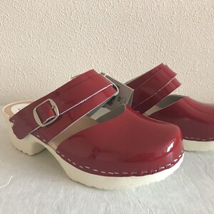 Swedish Clogs Red Wooden Clogs Scandinavian Red Patent Leather Shoes ...