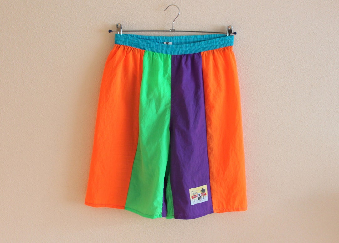 Neon Color Shorts Vintage Running Sports Shorts Fluorescent Shorts Men ...