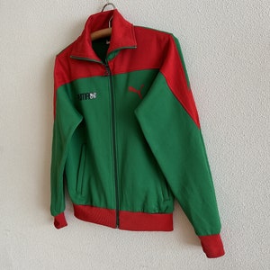 80s Vintage Puma Jacket Retro Puma Track Jacket Green Red Athletic ...