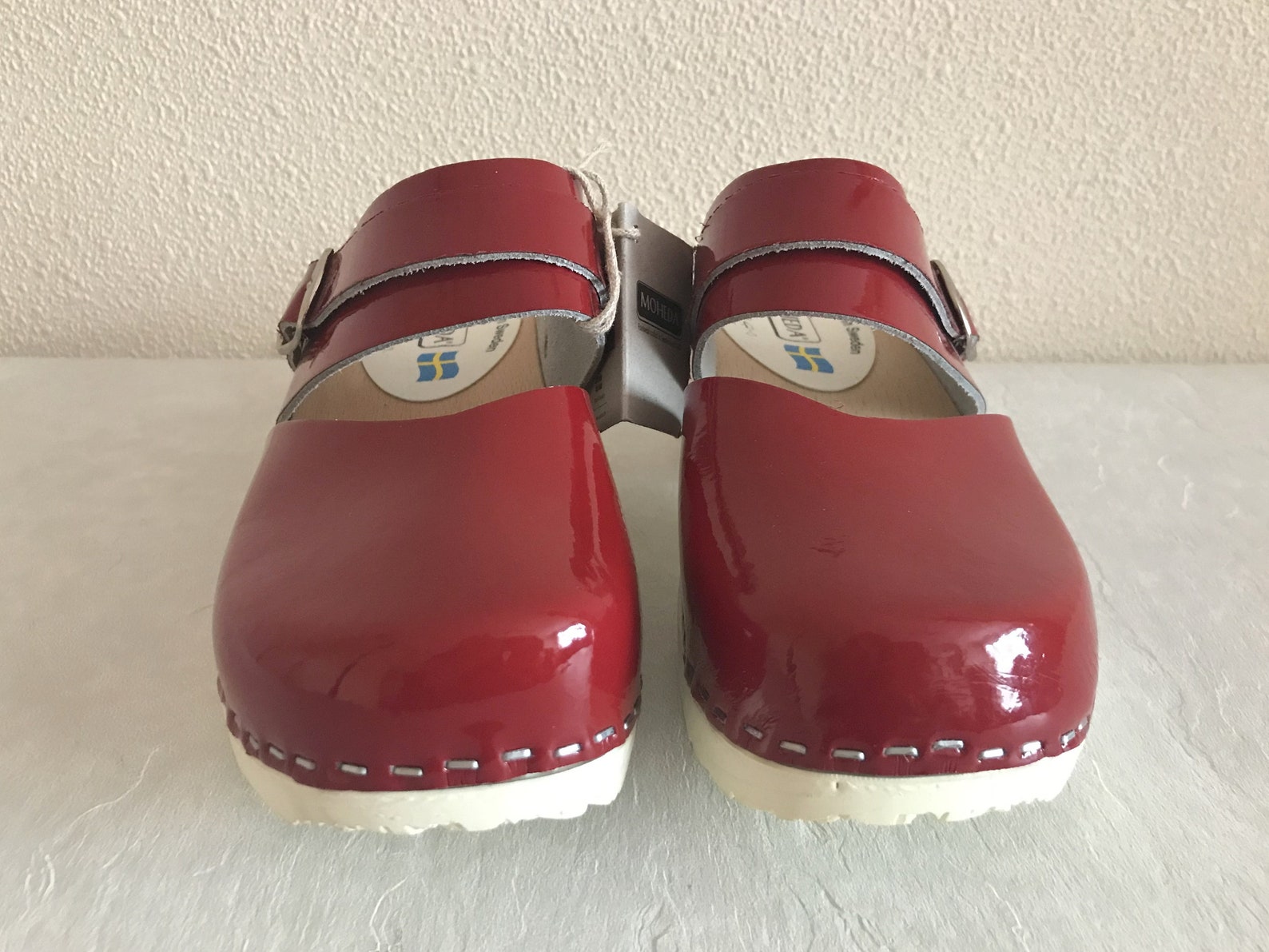 Swedish Clogs Red Wooden Clogs Scandinavian Red Patent Leather - Etsy