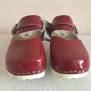 Swedish Clogs Red Wooden Clogs Scandinavian Red Patent Leather Shoes ...