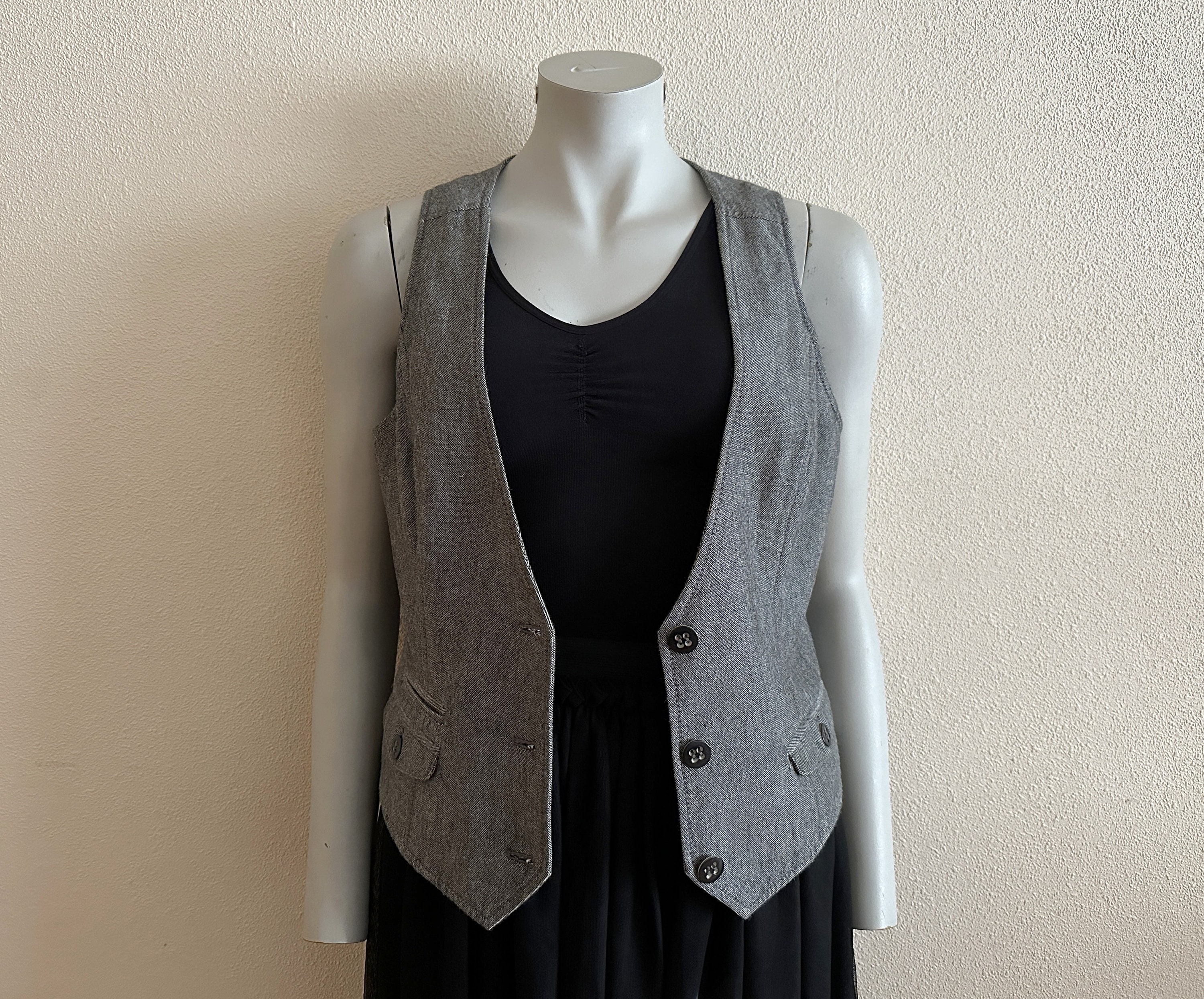Women's Vest Grey Vest Gray Women Vest Fitted Steampunk Waistcoat ...