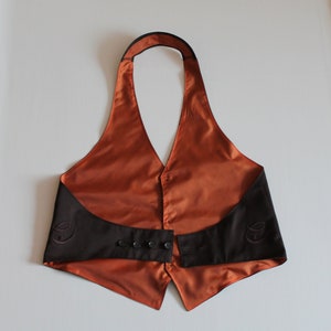 Mens Vest Open Back Vest Gentlemen's Vest Brown Orange Open Back Men's ...