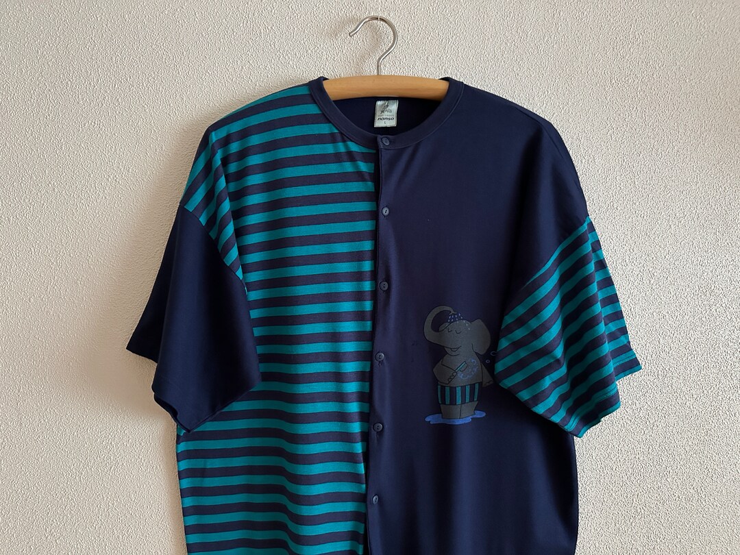 Vintage Nanso Pajama Onesie Striped Jumpsuit Unisex Sleepwear One Piece ...