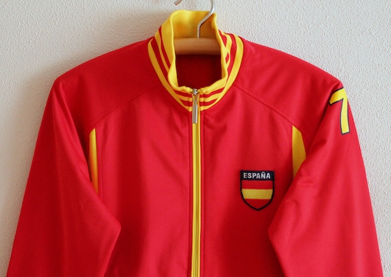 Vintage Sports Jacket Red Yellow Espana Athletic Wind… - Gem