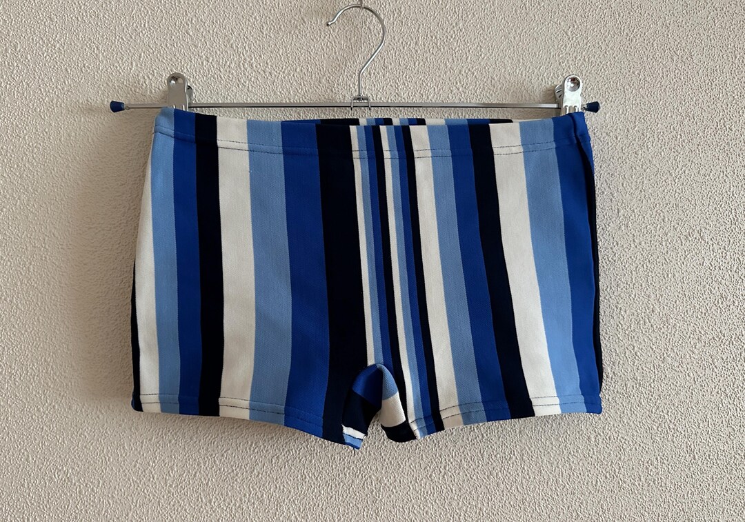 70s Retro Swimming Trunks Vintage Swim Trunks Mens Classic Brief Blue ...