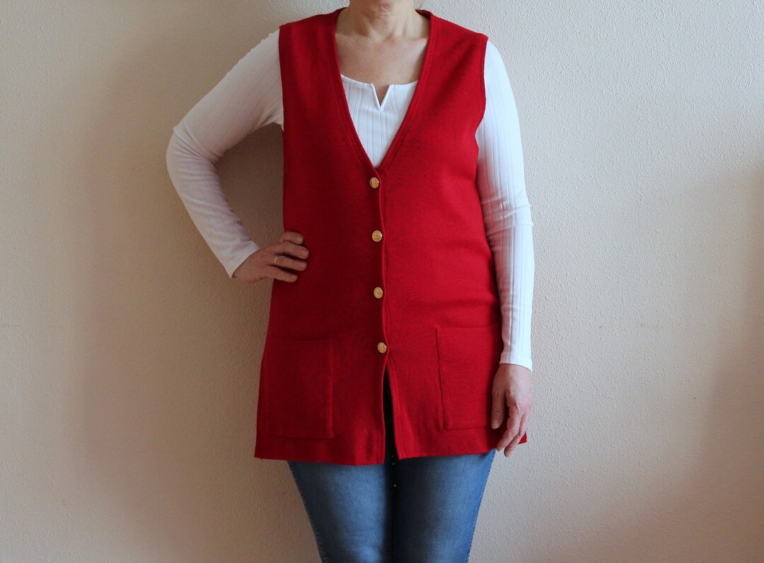 Busnel Vest Red Women's Vest Vintage Red Wool Vest Women Vintage French ...