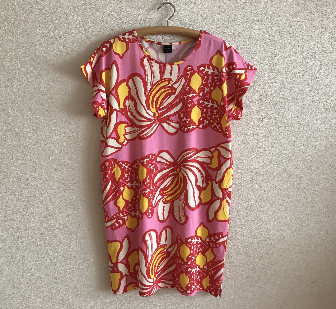 Nanso Dress Colorful Abstract Print Dress Cotton Blend Tricot Tunic ...