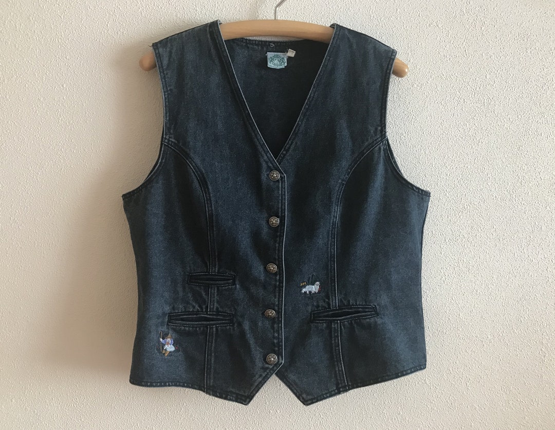 Vintage Denim Dirndl Vest Women's Denim Vest Women Dirndl Denim Vest ...