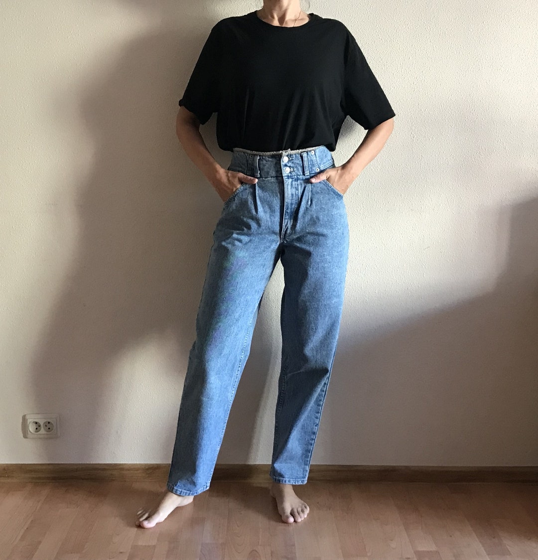 High Waist Denim Pants Blue Jeans Women's Peg Leg Jeans Trousers ...