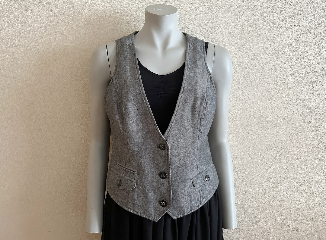 Women's Vest Grey Vest Gray Women Vest Fitted Steampunk Waistcoat ...