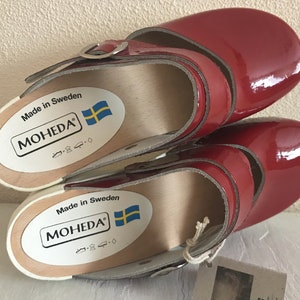 Swedish Clogs Red Wooden Clogs Scandinavian Red Patent Leather Shoes ...