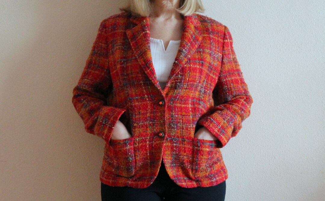 Women's Jacket Basler Plaid Jacket Vintage Jacket Red Plaid Blazer ...
