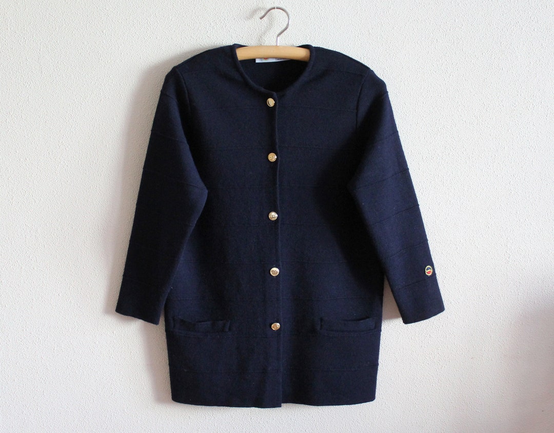 Busnel Jacket Women's Jacket Vintage Cardigan Navy Wool Blazer Women ...
