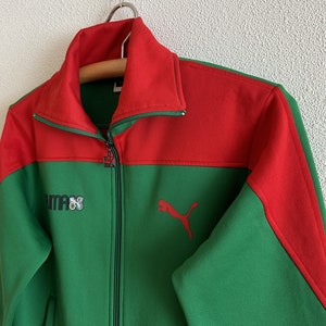 80s Vintage Puma Jacket Retro Puma Track Jacket Green Red Athletic ...