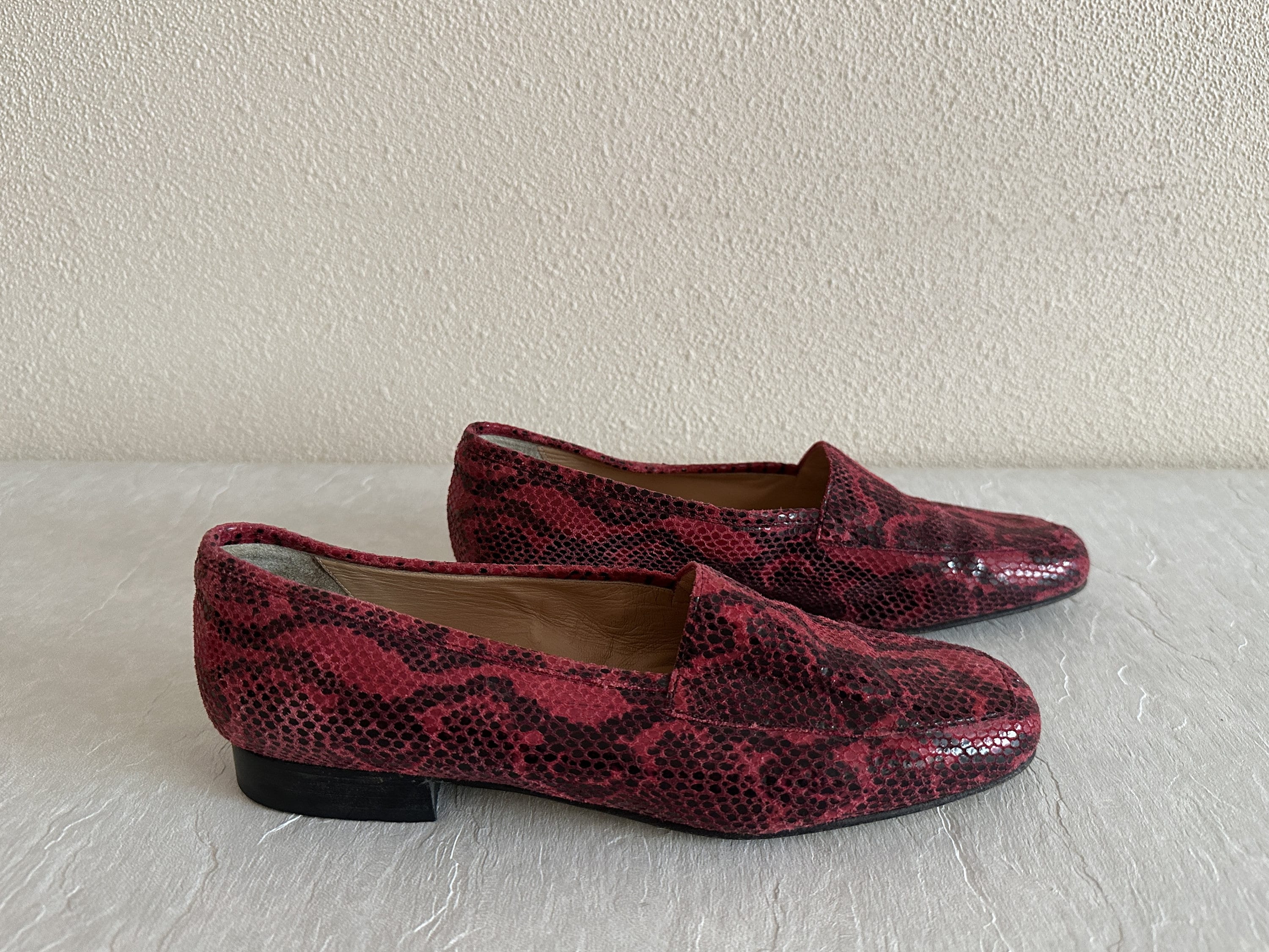 Carraro Venezia Shoes Vintage Loafers Snakeskin Loafers Red Leather ...