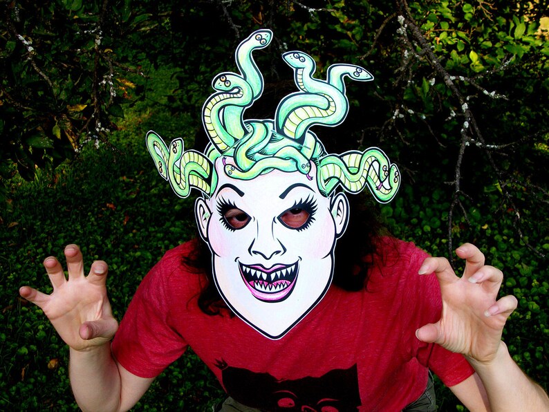 PRINTABLE Medusa Coloring Mask kids paper halloween mask DIY | Etsy