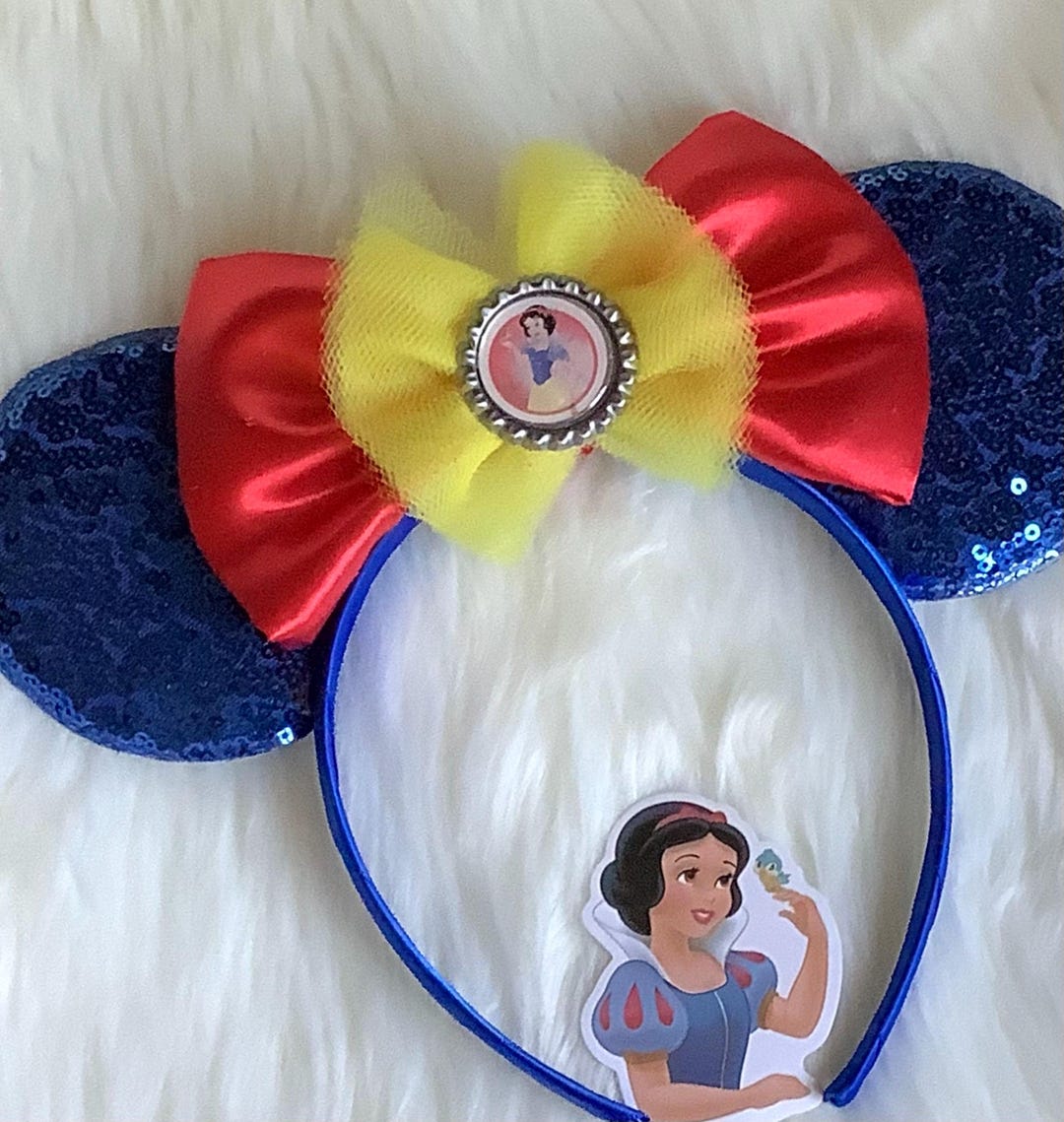 Snow White Minnie Ears, Custom Ears, Birthday Ears, Ear Headband, Ears ...