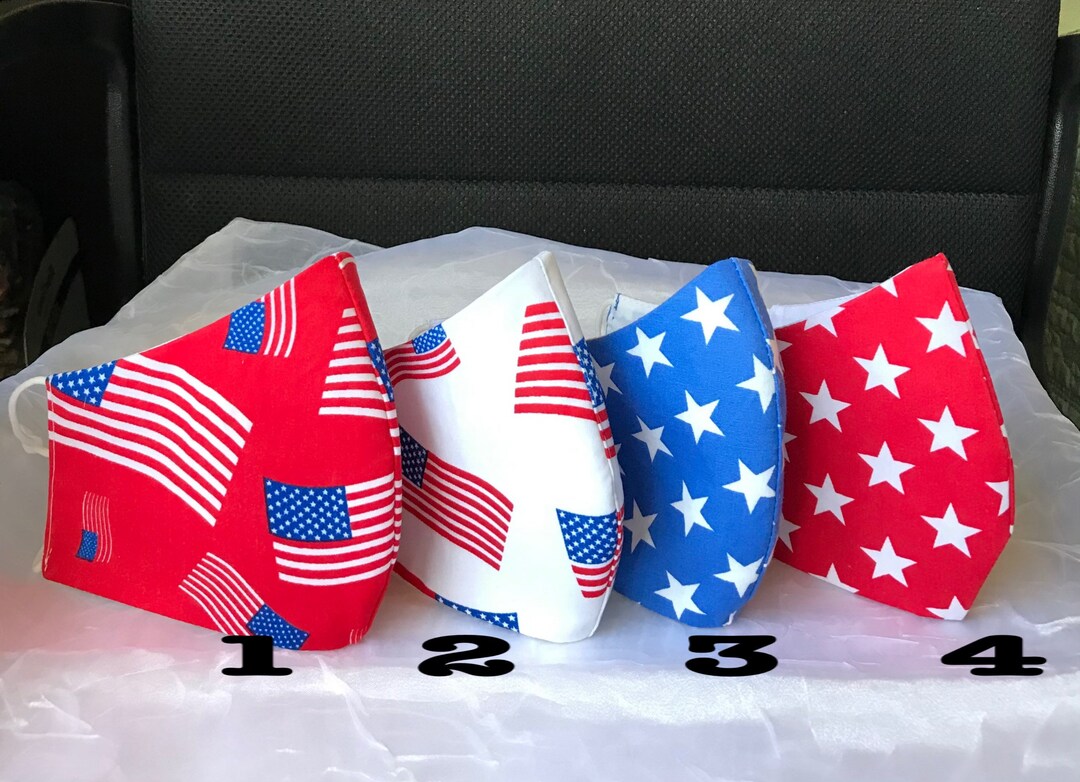 American Flag Cotton Mask: Patriotic USA 4th of July Mask - Etsy